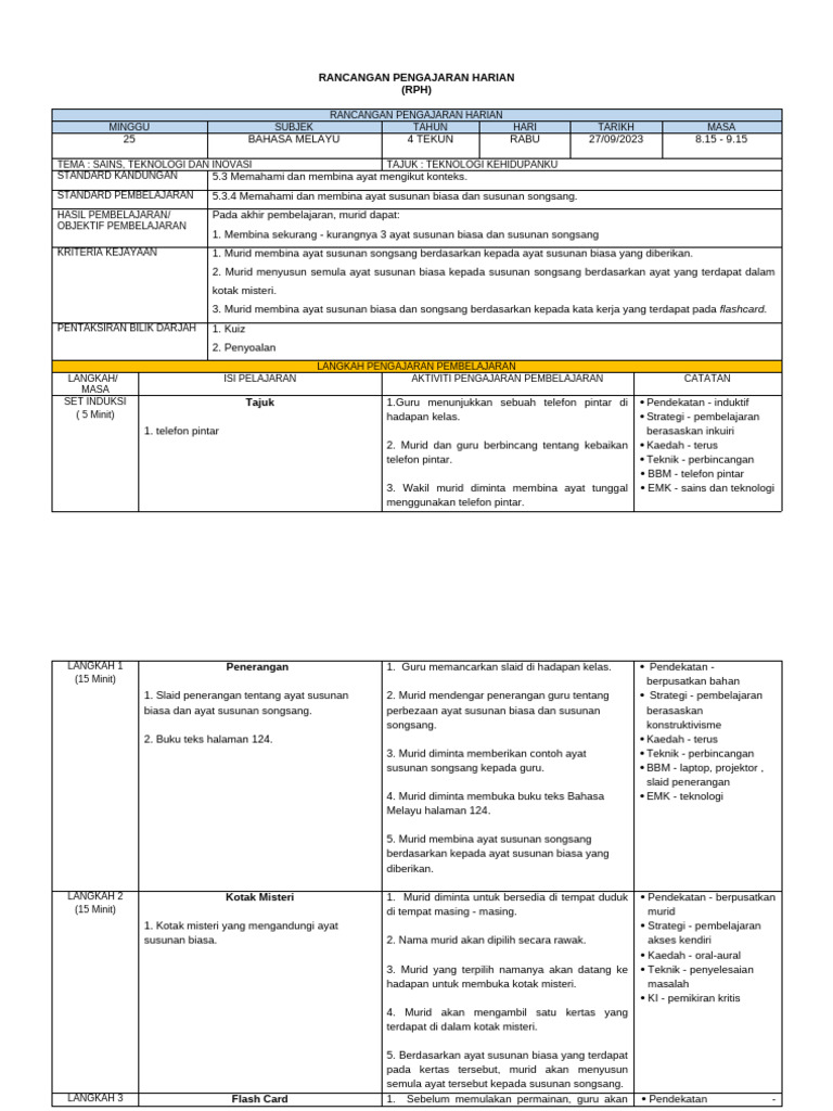 RPH Hari 4 (27 Sept) | PDF