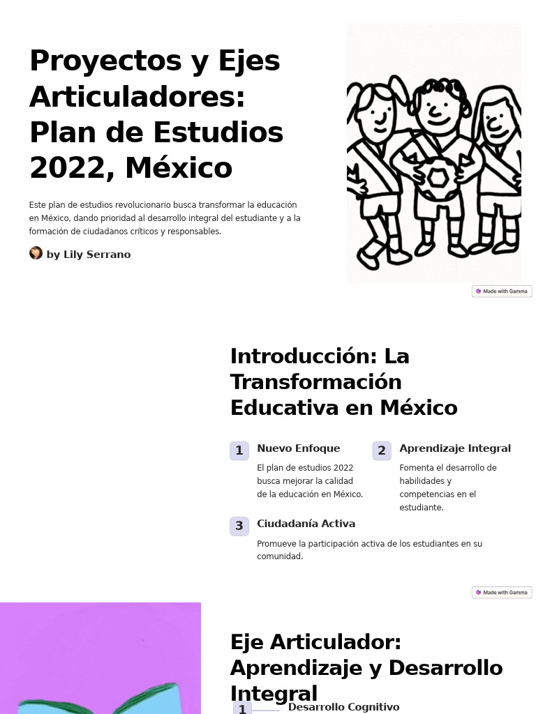 Proyectos y Ejes Articuladores Plan de Estudios 2022 Mexico | PDF | Plan de estudios | Aprendizaje