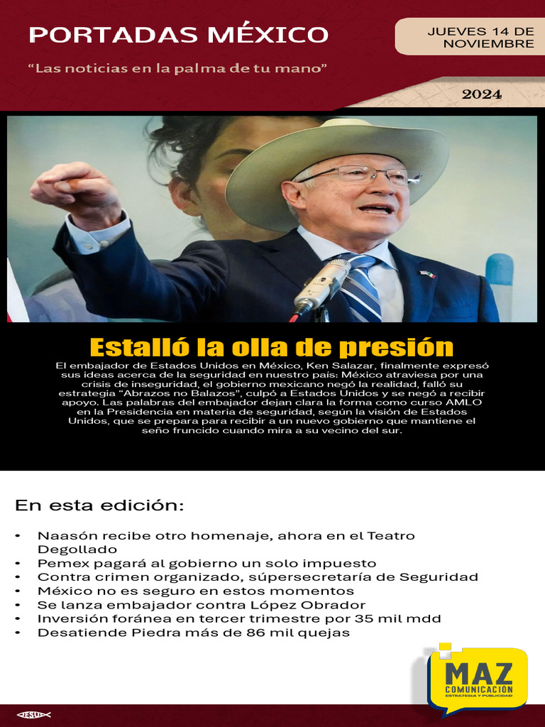 Portadas México 141124 | PDF | Ciudad de México | Periódicos