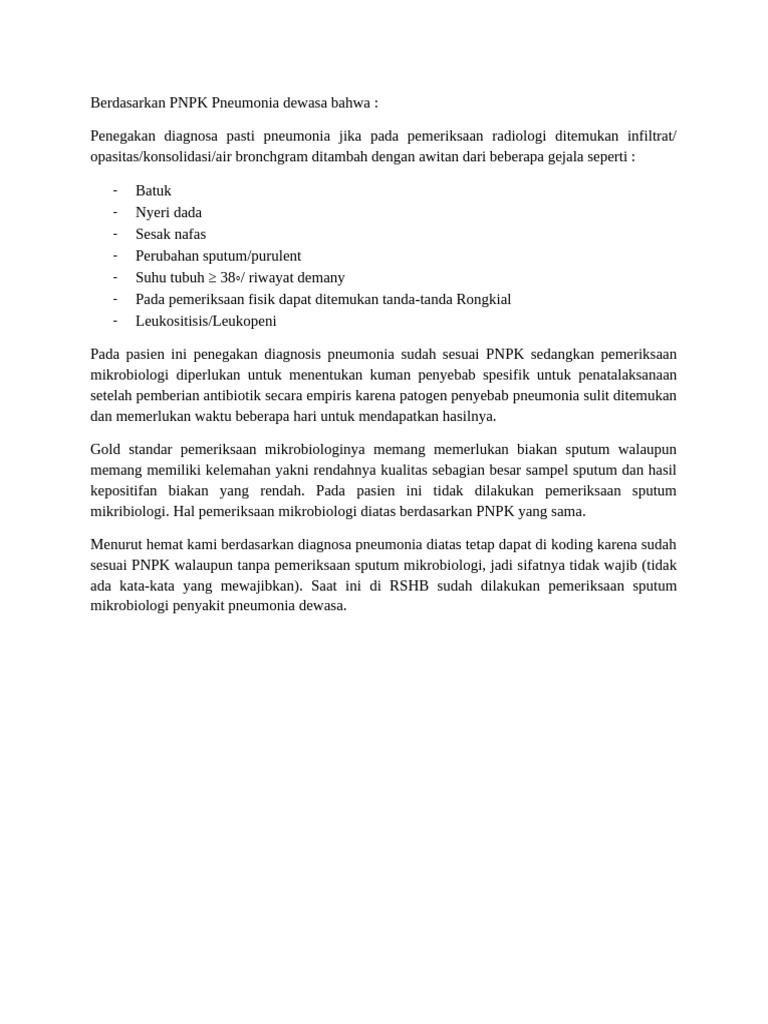 Penegakan Diagnosis Pneumonia Dewasa | PDF