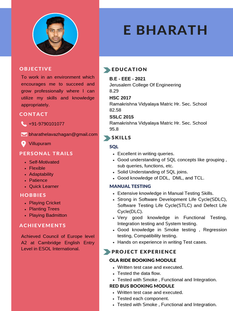 Bharath MT CV-1 | PDF | Sql | Software Development