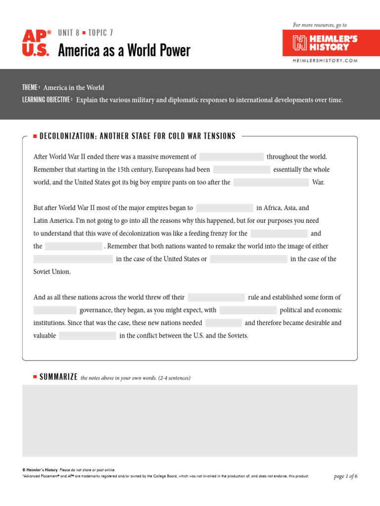 AP US Unit 8 Topic 7 Noteguides | PDF | Mohammad Reza Pahlavi | Fidel ...