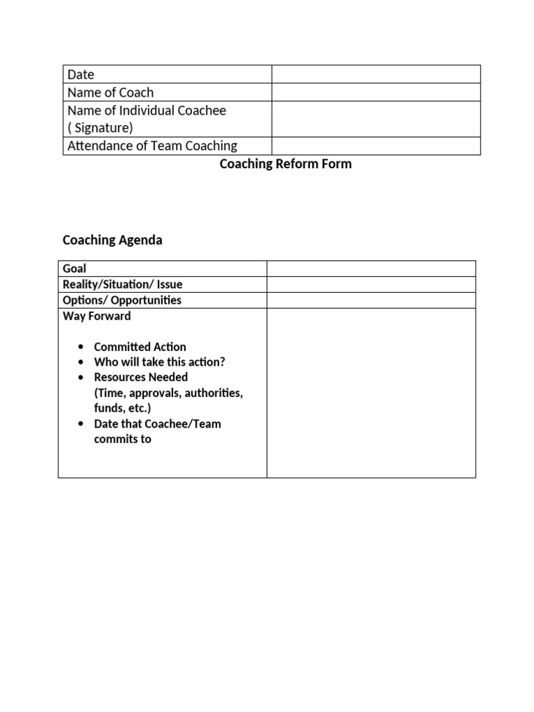 Coaching and Mentoring Form | PDF