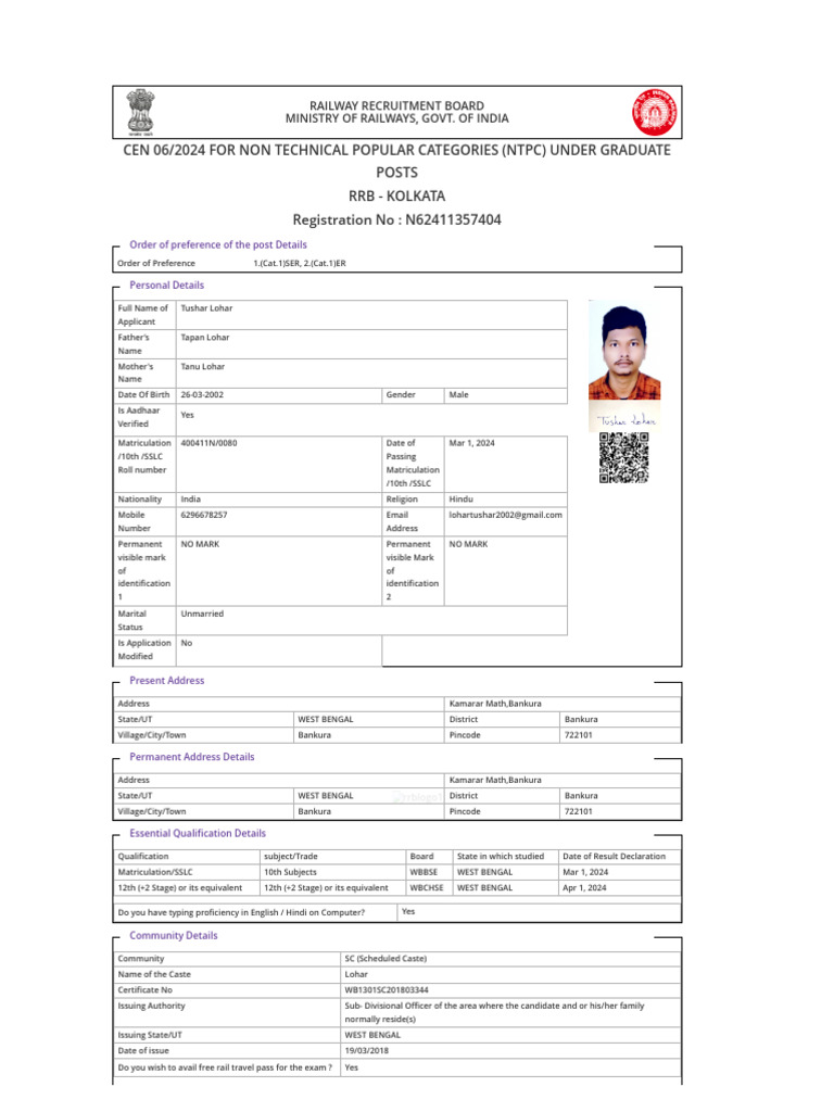 RRB - Gov.in # Pscexamservice Candidate | PDF