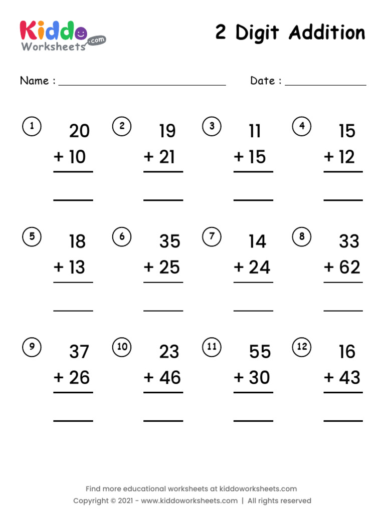 2 Digit Addition Worksheet | PDF