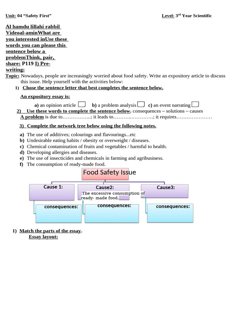 Think Pair Share Food Safety 2 | PDF | Essays