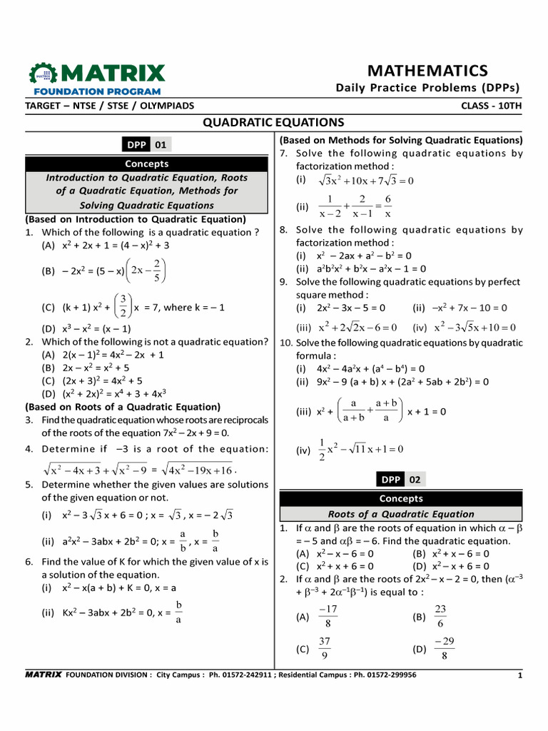 Oly Mathematics DPP 1 | PDF