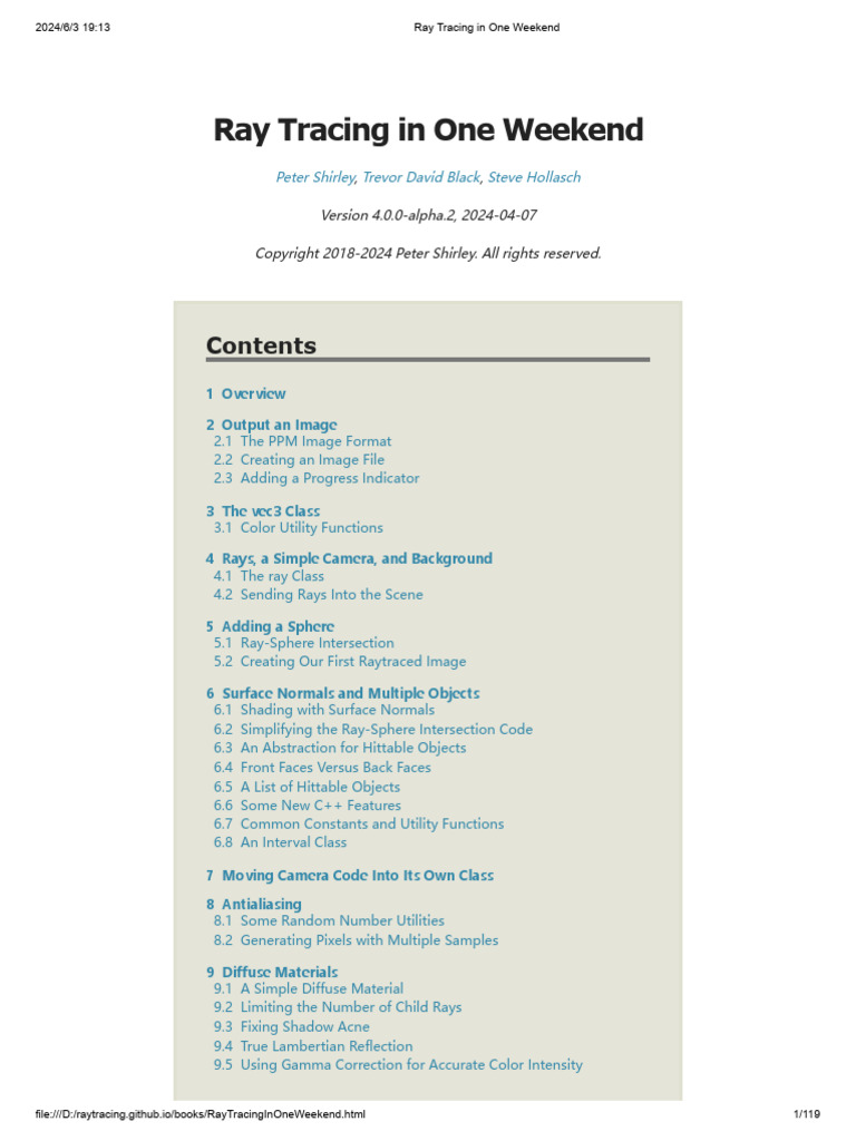 01.ray Tracing - in One Weekend | PDF | Reflection (Physics) | Sphere