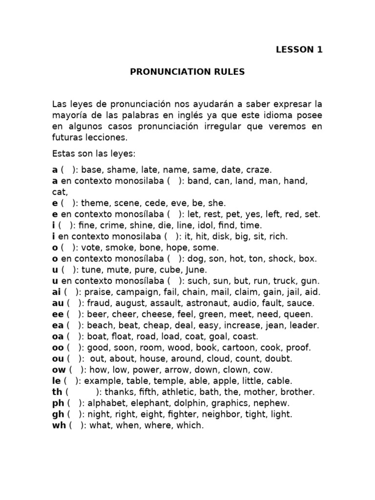 English Pronunciation Rules Guide | PDF