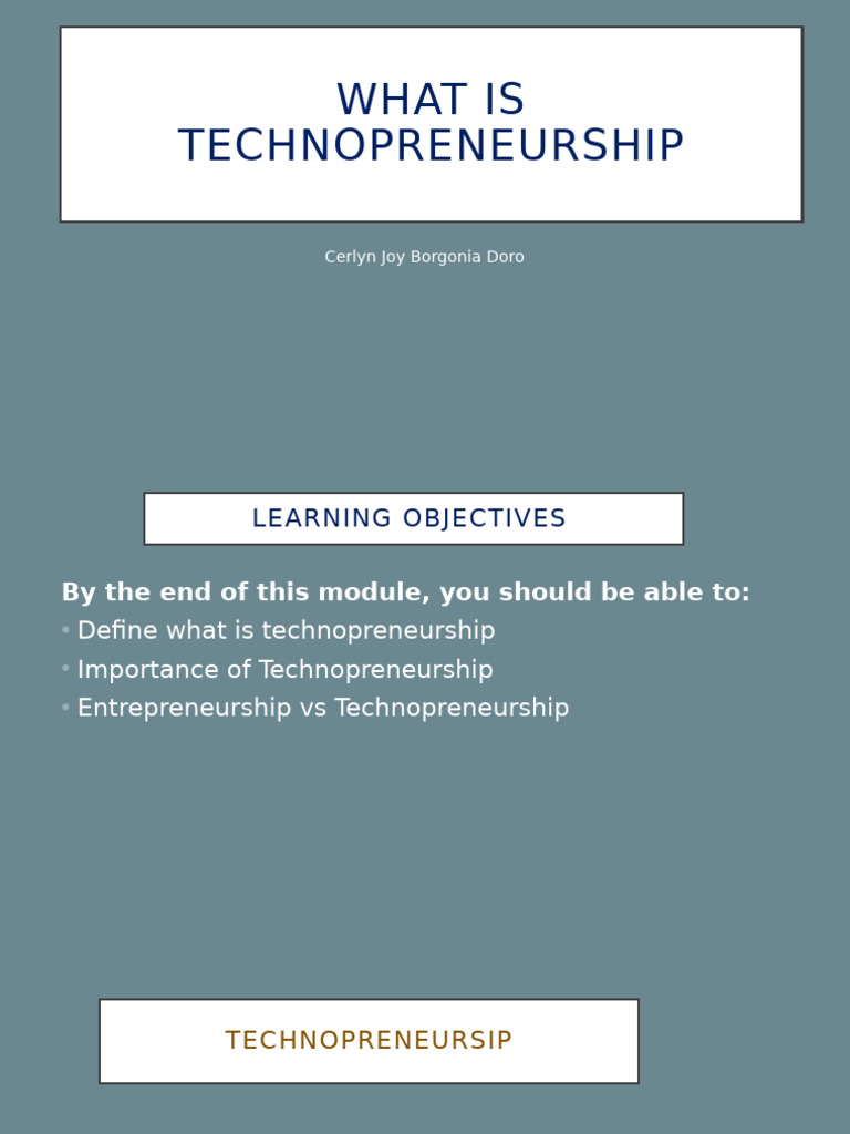 Understanding Technopreneurship Basics | PDF | Entrepreneurship | Computing