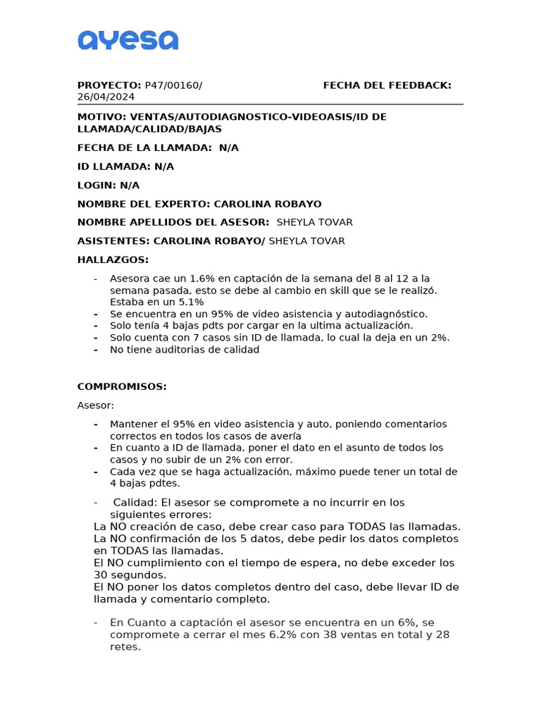 Sheyla Tovar Feedback 26042024 | PDF