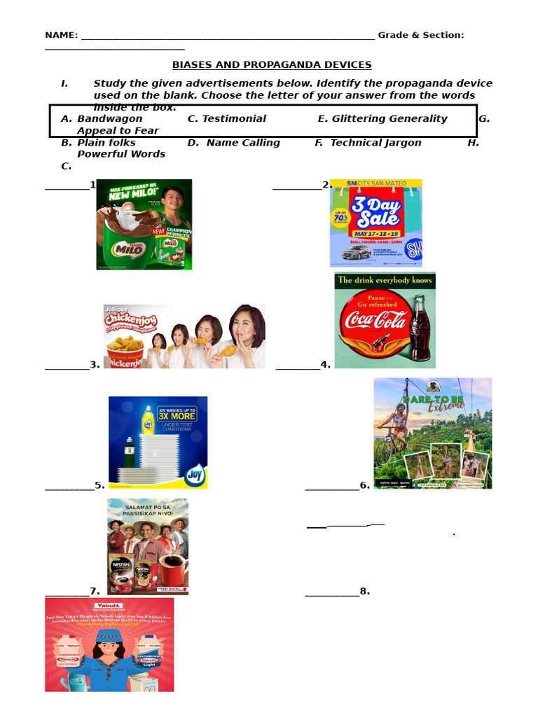 Quiz in Propaganda Device | PDF