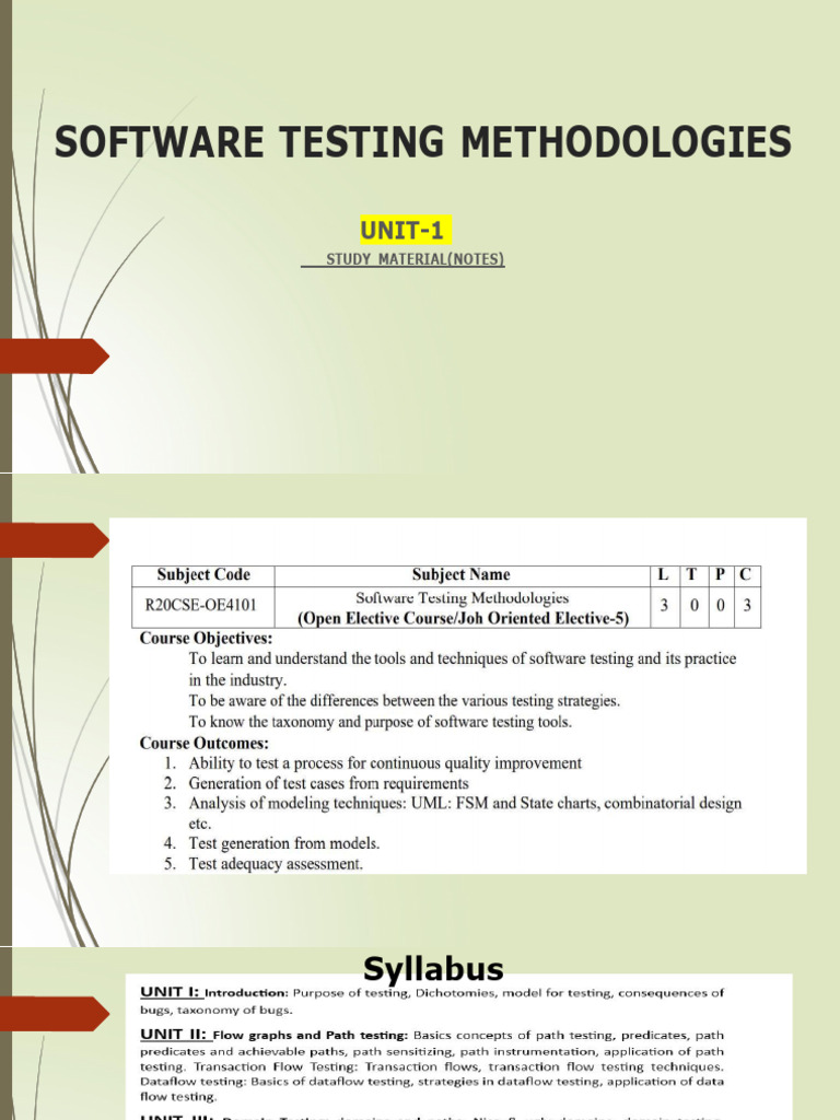 Stm Unit 1 Notes(Final) | PDF | Software Testing | Software