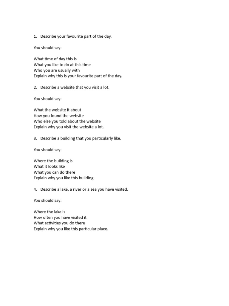 IELTS Speaking Part 2 Topics | PDF