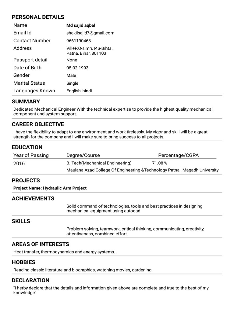 Resume Sajid Abal Format4 | PDF