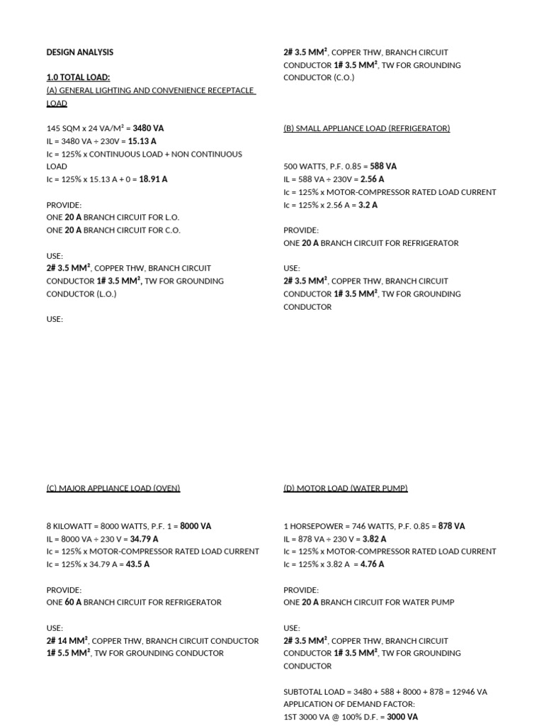 Design Analysis | PDF | Electrical Engineering | Power Engineering