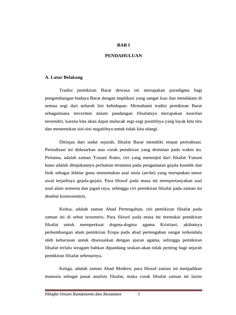 Filsafat Umum Humanisme Dan Renaisans | PDF