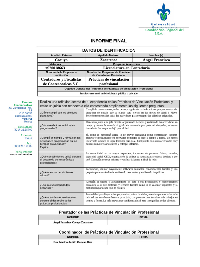 Formato Informe Final Sea | PDF