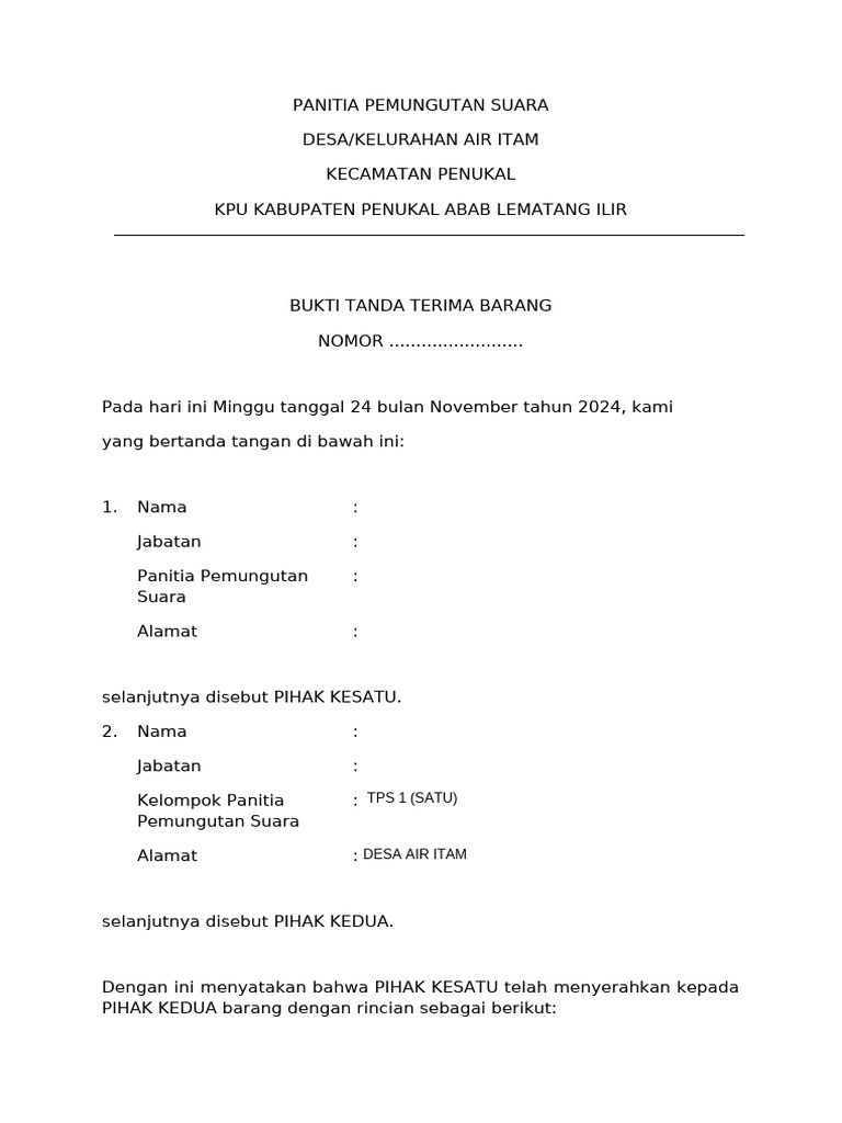 Ini Tempalte BTTB Pps Ke Tps | PDF