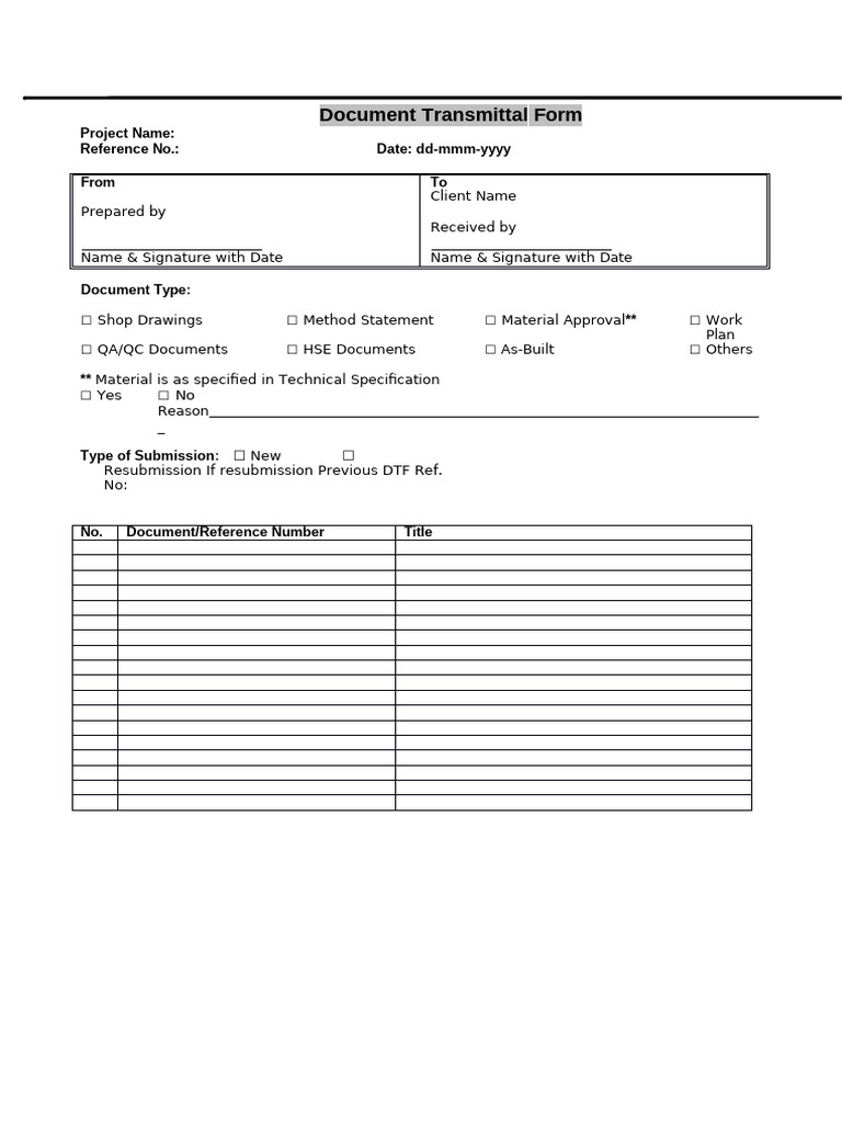 Transmittal Form | PDF