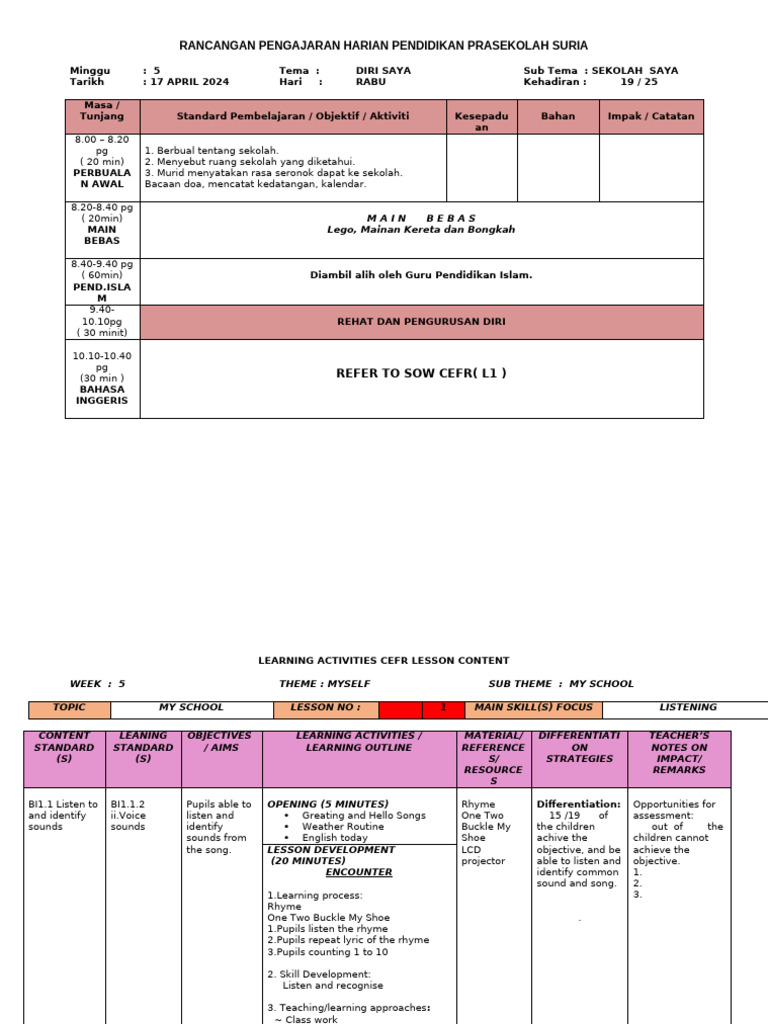 RPH Minggu 6 Rabu 2024 | PDF