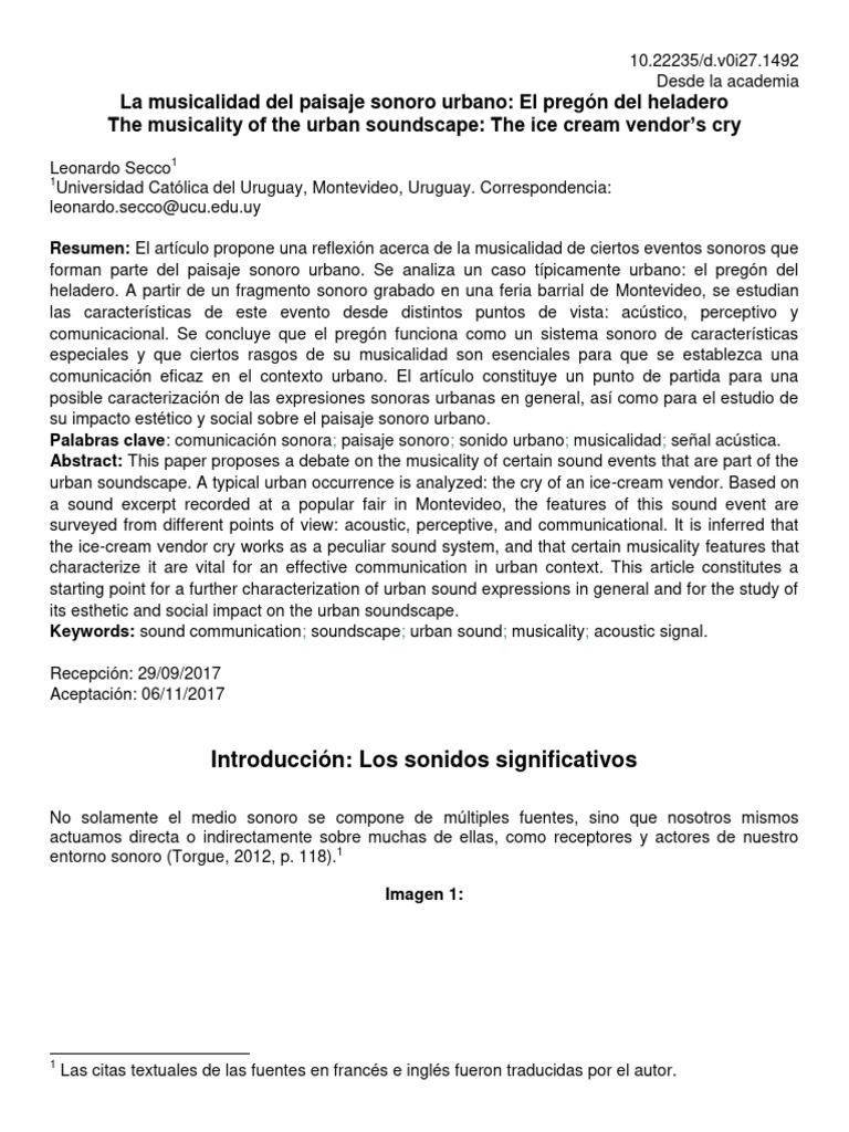 NO LEER AHORA La - Musicalidad - Del - Paisaje - Sonoro - Urbano | PDF ...