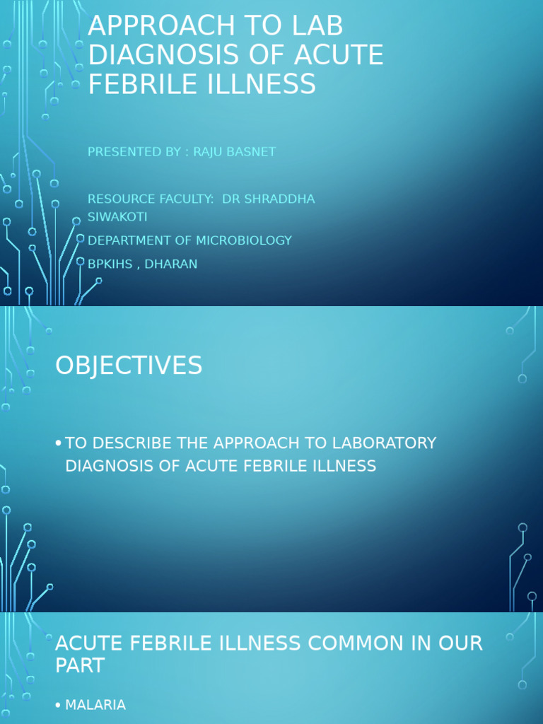 Approach To Lab Diagnosis of Acute Febrile Illness | PDF | Serology | Elisa