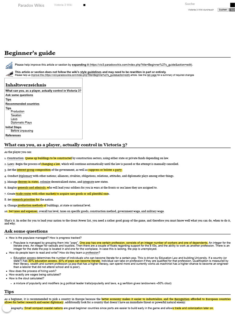 Victoria 3 Beginner's Guide | PDF | Employment | Full Employment