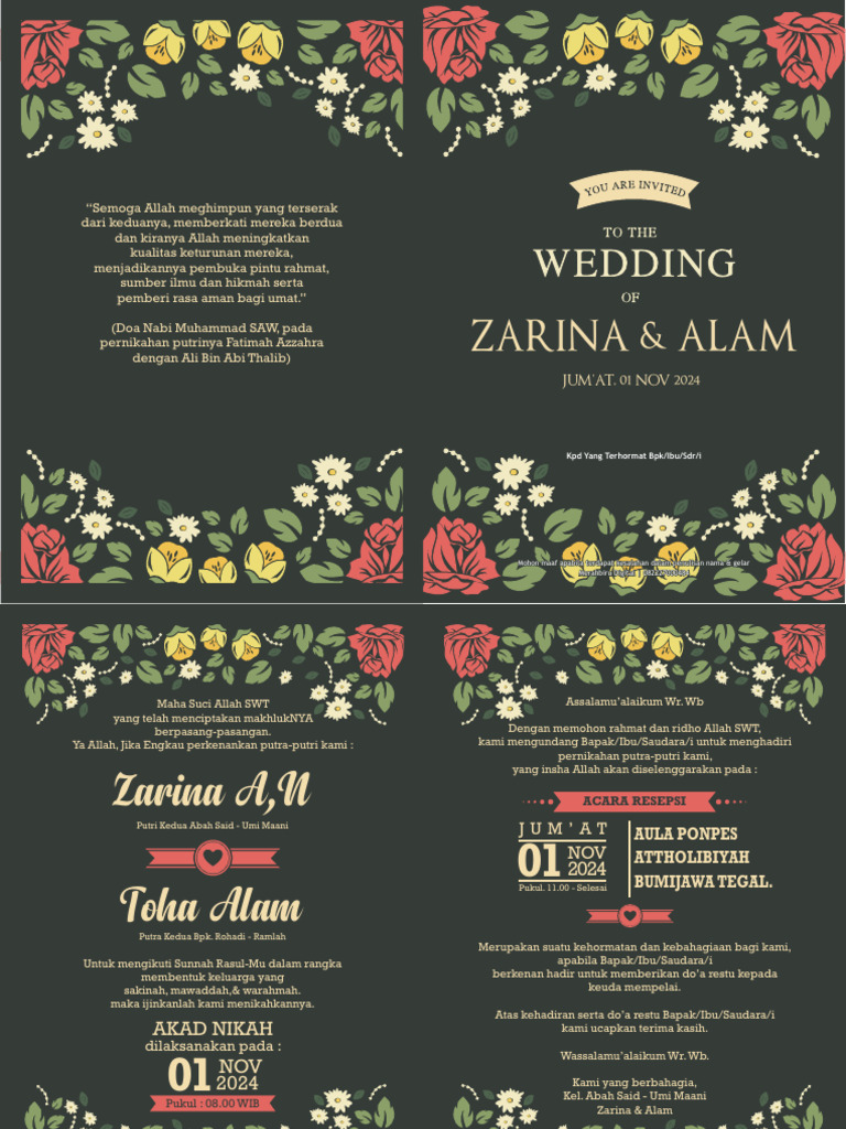 Undangan Pernikahan Zarina & Alam | PDF