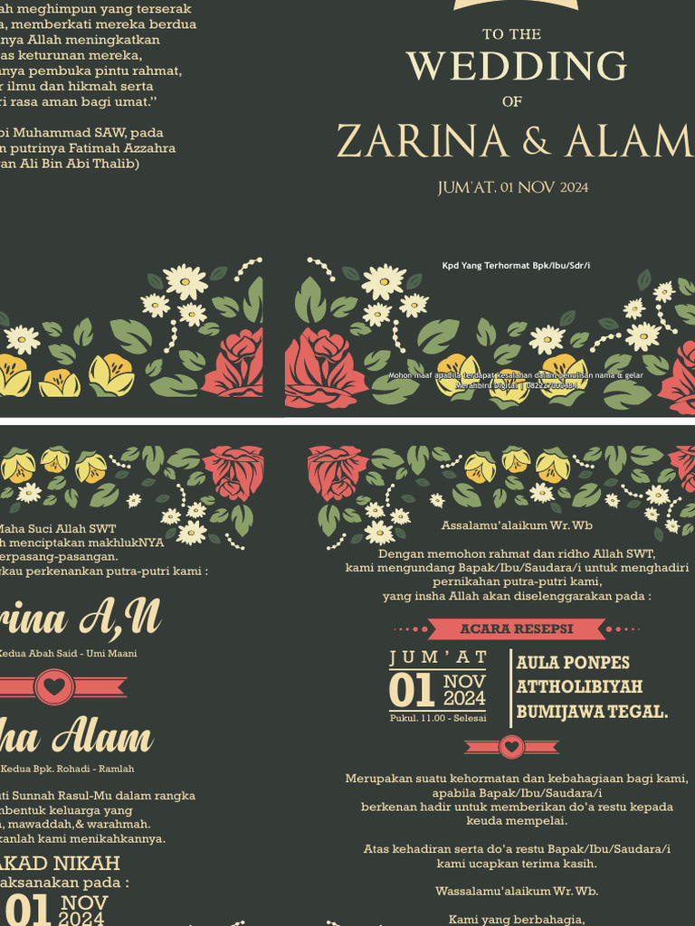 Undangan Pernikahan Zarina & Alam | PDF