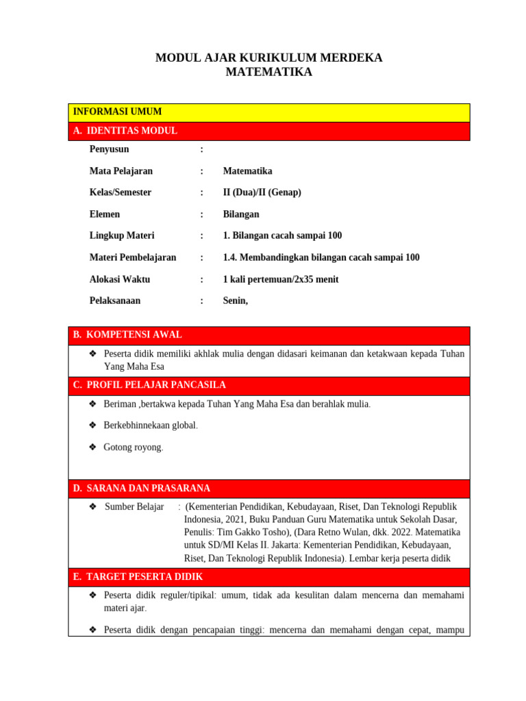 Modul Ajar Format | PDF