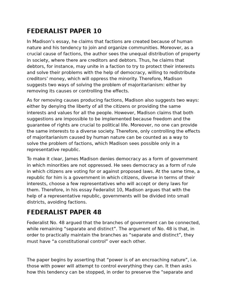 FEDERALIST PAPERs | PDF | Government | Political Science