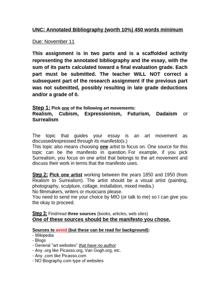 Annotated BibliographyUNC2024 | PDF | Essays | Surrealism