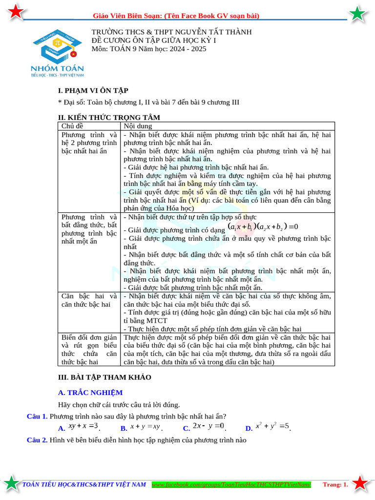DA01 T - Trang GK1 T9 NguyenTatThanh | PDF