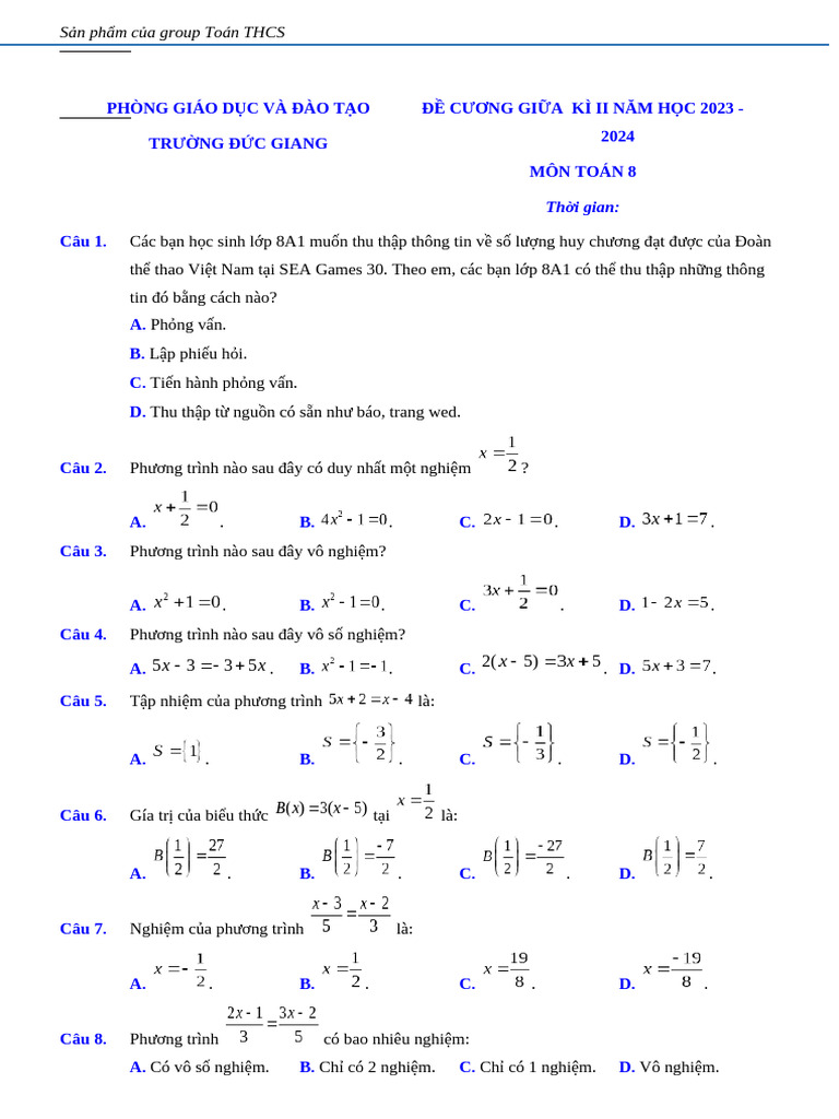 Da02 GK2 Đ C Giang 2023 2024 | PDF
