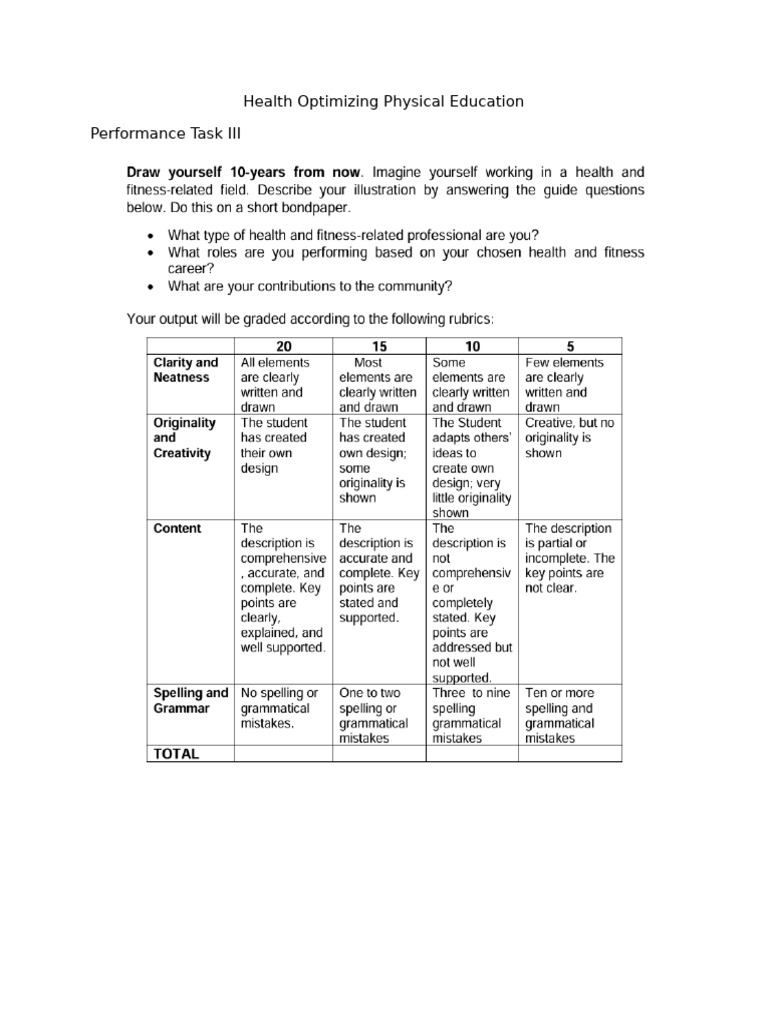 WEEK V TASK III Health Optimizing Physical Education | PDF WEEK V TASK III Health Optimizing Physical Education | PDF