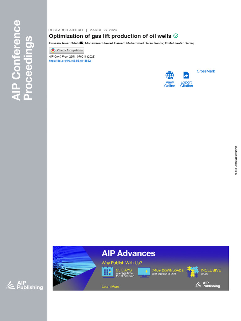 Gas Lift Optimization for Oil Wells | PDF | Petroleum Reservoir | Oil Well