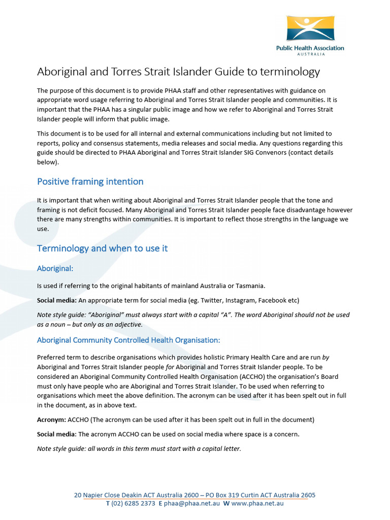 Aboriginal and Torres Strait Islander Guide To Terminology | PDF ...