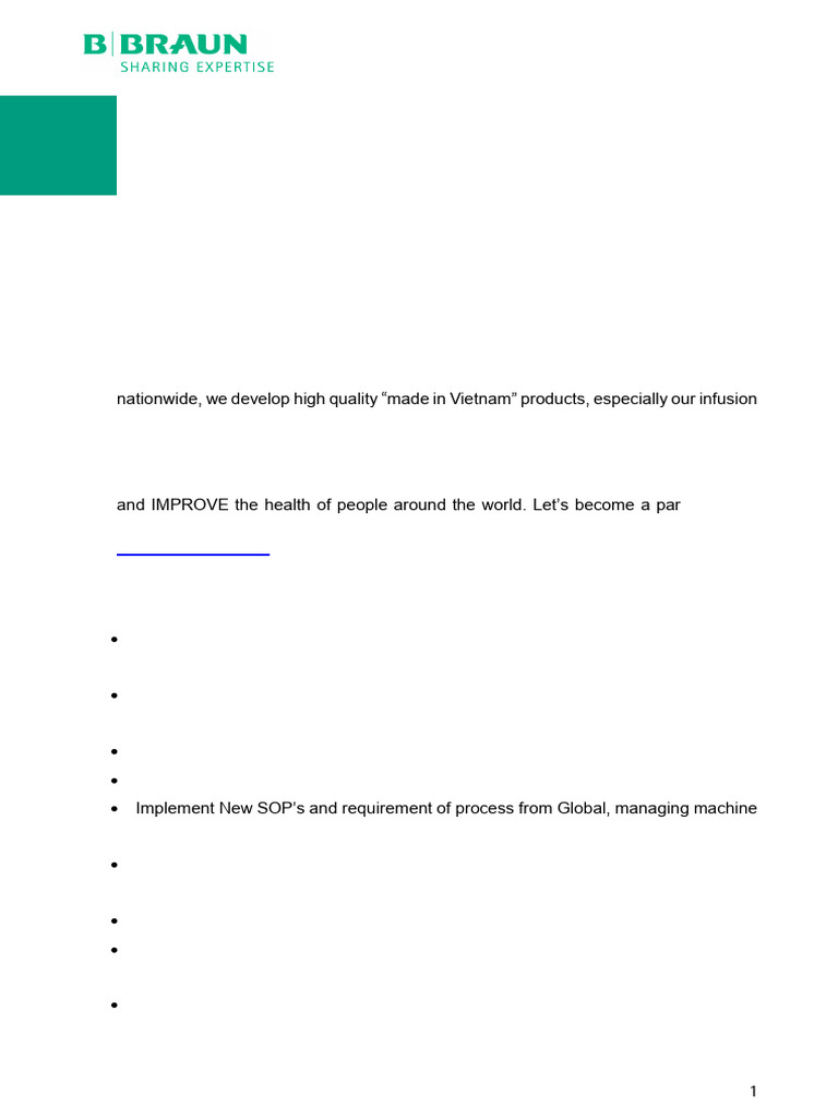 BBVN - JD - Engineer - Production | PDF | Medical Device | Business