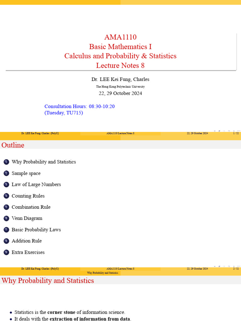 AMA1110 Week9 169 LKF Solution Group2 22 Oct 24 Week9 Annotated | PDF | Probability ...