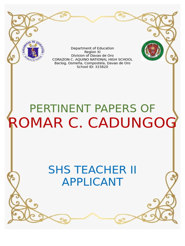 Romar C. Cadungog Application Docs | PDF