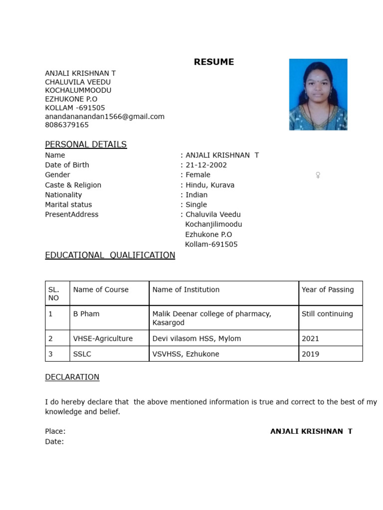 Anjali Krishnan CV New | PDF
