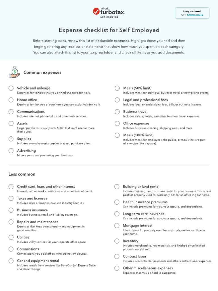 Expense Checklist Generic | PDF | Expense | Insurance
