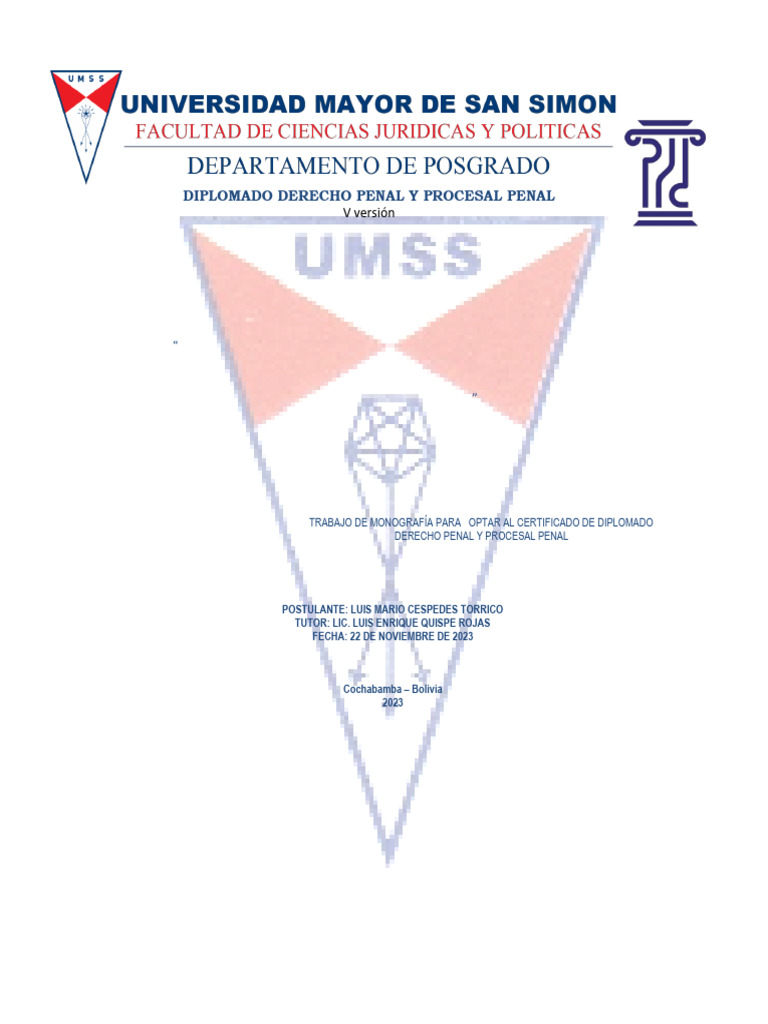 Monografia Cespedes | PDF | Prisión | Mandato