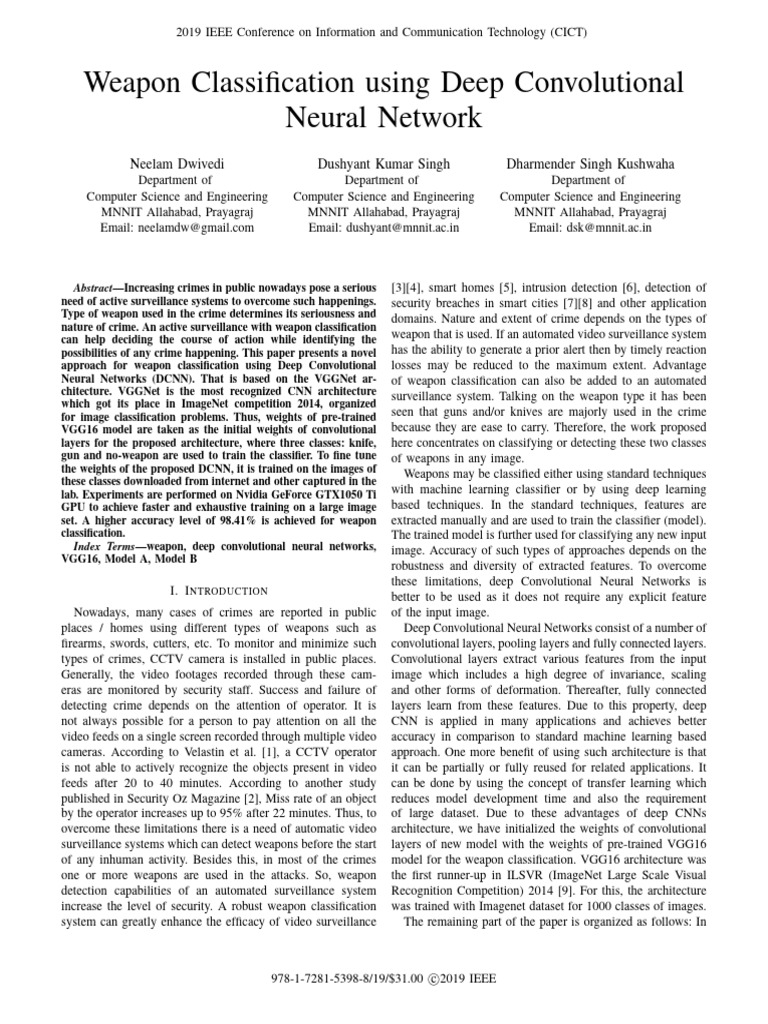 Weapon Classification Using Deep Convolutional Neural Network | PDF | Artificial Neural Network ...