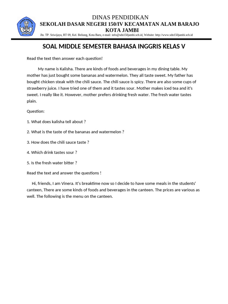 Soal Middle Sem V | PDF