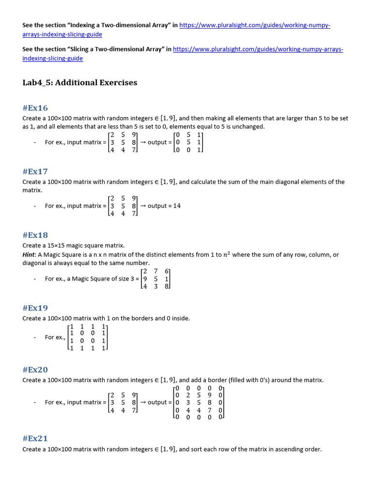 Lab04_05_more | PDF | Matrix (Mathematics) | Algebra