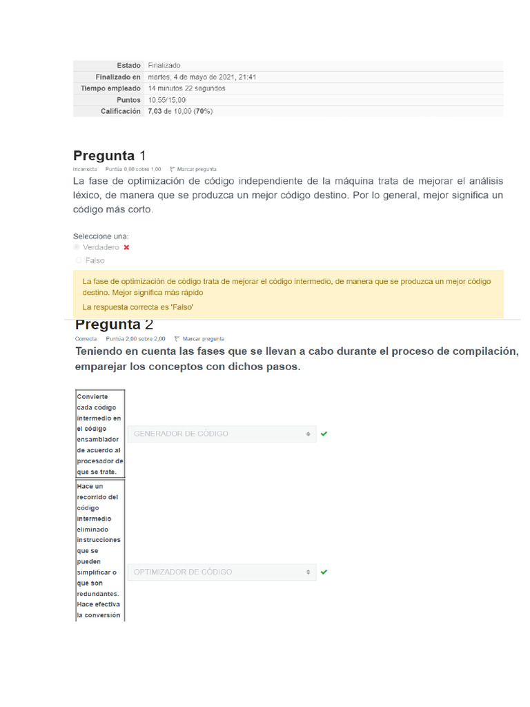 Quiz-5 Proceso de Compilación | PDF