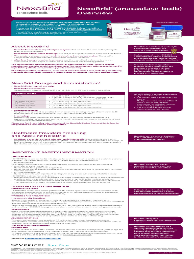 NexoBrid Product Overview | PDF | Medical Treatments | Medical Specialties