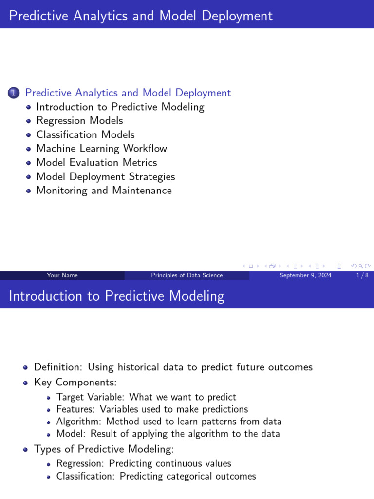 Predictive Analytics and Model Deployment | PDF | Regression Analysis ...